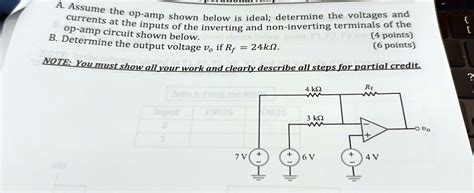 A Assume The Op Amp Shown Below Is Ideal Determine The Voltages And