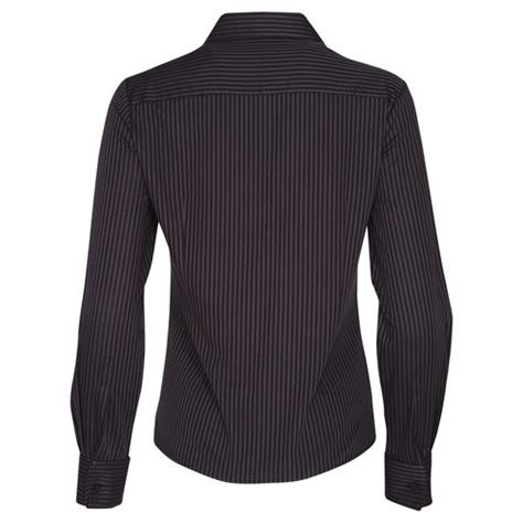 Ladies Dobby Stripe Long Sleeve Shirt Shop Corporate Business Wear