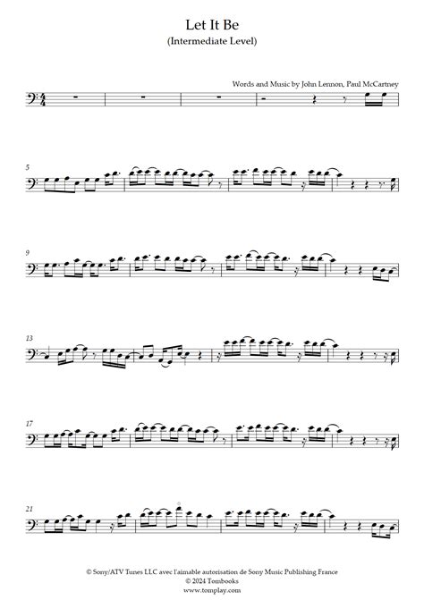 Let It Be Intermediate Level The Beatles Double Bass Sheet Music
