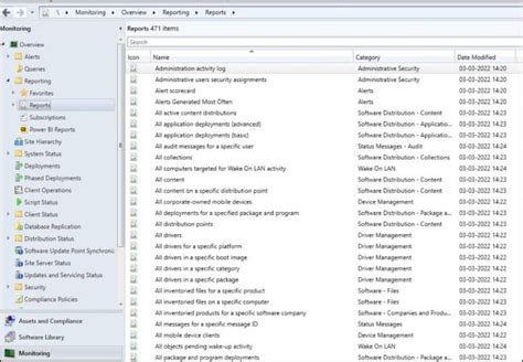 List Of SCCM Reports ConfigMgr Reports