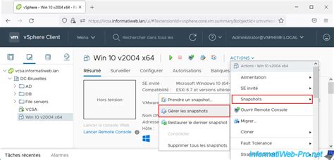 Create Snapshots Of A Vmware Vsphere 6 7 Virtual Machine Vm To Quickly Restore Its State