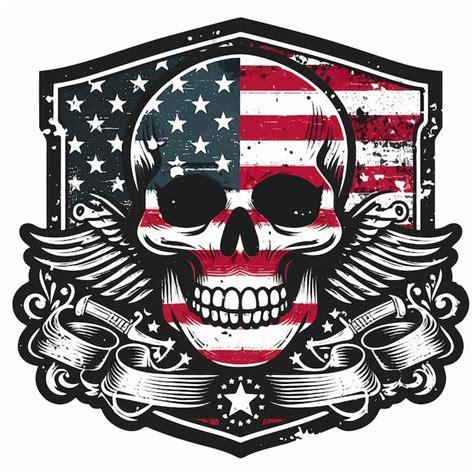 American Flag Badge Design Featuring A Skull Premium Ai Generated Vector