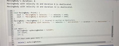 Solved Read An Integer As The Number Of Movingbody Objects