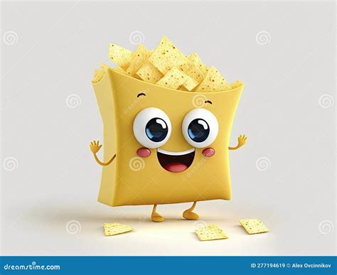 Adorable Cartoon Chips Character On White Background For Invitations And Posters Stock Image