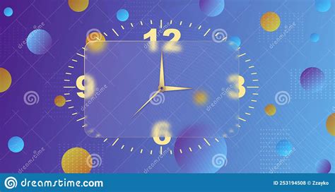 Clock Glassmorphism Effect Set 3d Style Round Timer Gold Clock Face And Hands For Mobile App