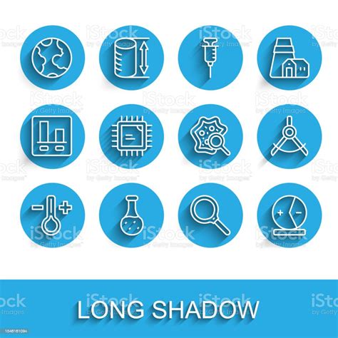 돋보기 아이콘 아래에 라인 온도계 시험관 지구 지구본 돋보기 원자 프로세서 Cpu 그리기 나침반 및 미생물을 설정합니다 벡터 0