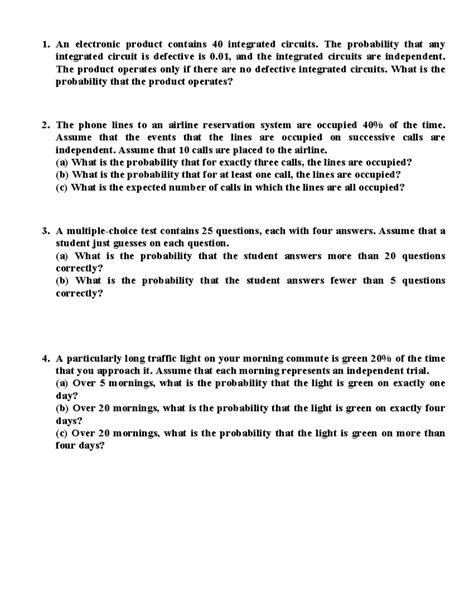 Discrete Examples Some Exercises An Electronic Product Contains 40