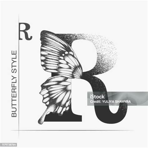 나비 실루엣이 있는 레터 R 흰색 배경에 격리 된 군주 날개 나비 로고 템플릿입니다 서예 손으로 그린 글자 디자인 알파벳
