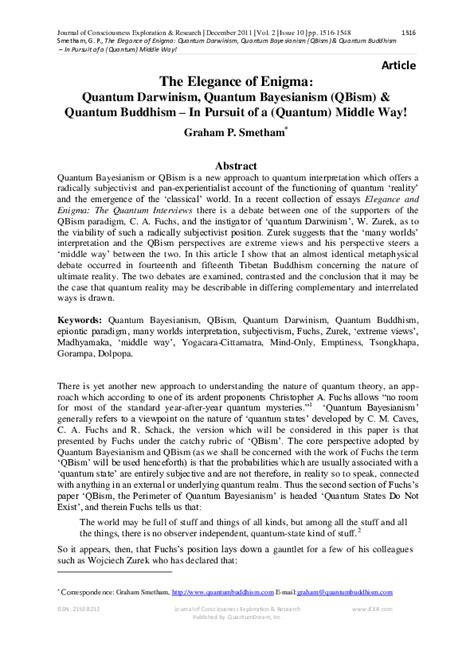 Pdf The Elegance Of Enigma Quantum Darwinism Quantum Bayesianism