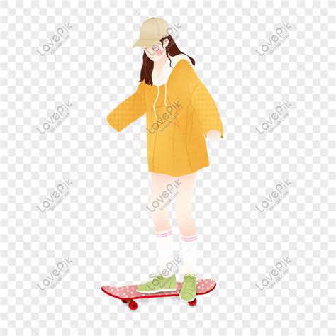 소녀 스케이트 보드 Png 일러스트 및 벡터 이미지 무료 다운로드 Lovepik