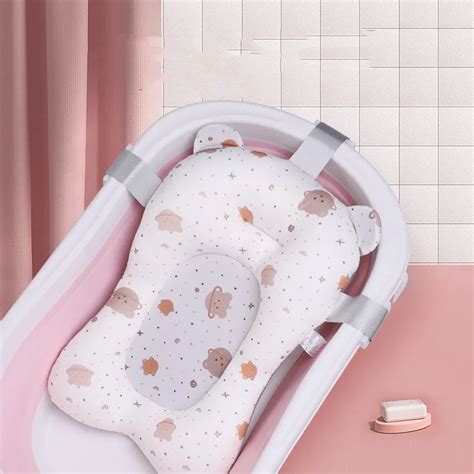 아기 샤워 욕조 패드 미끄럼 방지 신생아 매트 안전 간호 접이식 지원 편안한 바디 쿠션 베개 만화 티몬