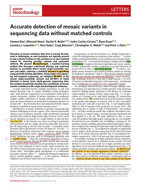 Accurate Detection Of Mosaic Variants In Sequencing Data Without Matched Controls Pdf