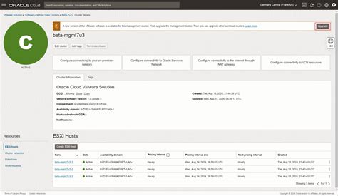 upgrade an oracle cloud vmware solution software defined data center