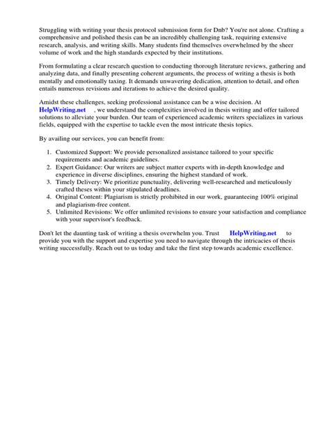 Thesis Protocol Submission Form Dnb Pdf Thesis Statistics