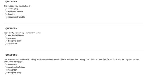 Solved Question 5 The Variable You Manipulate Is Control