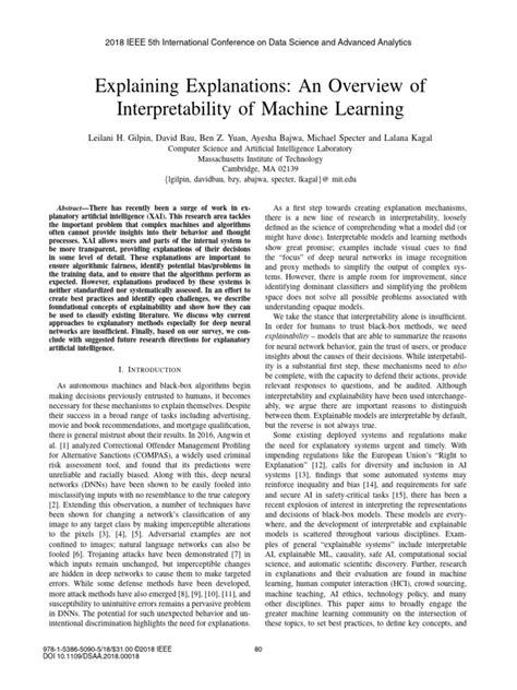 explaining explanations an overview of interpretability of machine