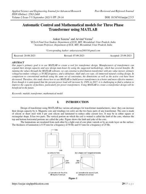 automatic control and mathematical models for three phase transformer