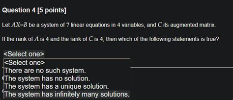 solved question 4 [5 points] let ax b be a system of 7