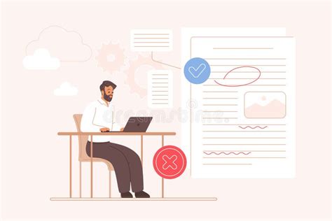 Correct Grammar Errors Edit Text Proofreading Process By Corrector Working With Laptop Stock