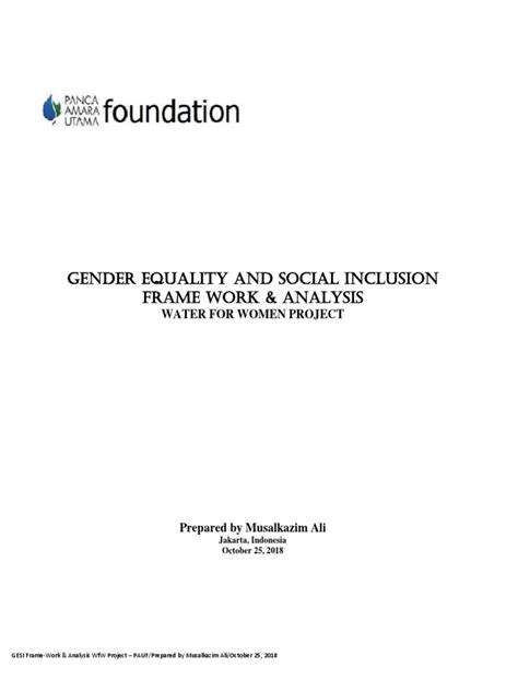 Gesi Framework Wfw Pdf Wash Social Exclusion