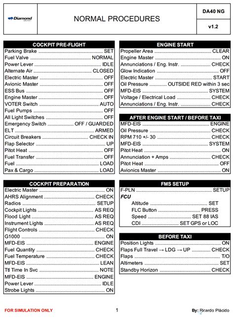 Diamond Da40 Ng Normal Procedures For Microsoft Flight Simulator Feed