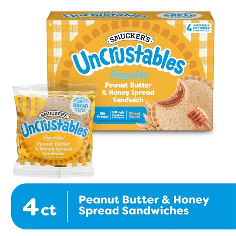 Smuckers Uncrustables Peanut Butter And Honey Spread Sandwiches 4 Count