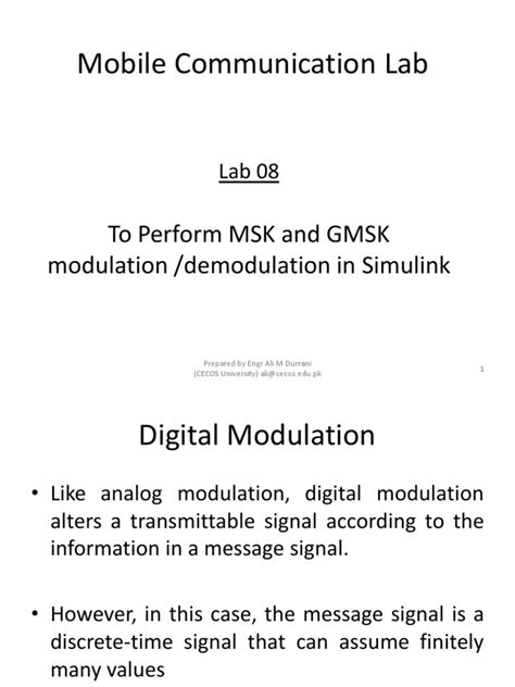 lab 08 to perform msk and gmsk modulation demodulation in simulink pdf