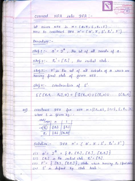 Nfa To Dfa Conversion Pdf