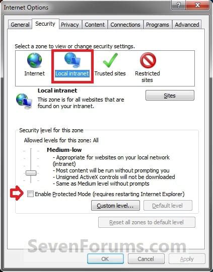 Internet Explorer Protected Mode Turn On Or Off Tutorials