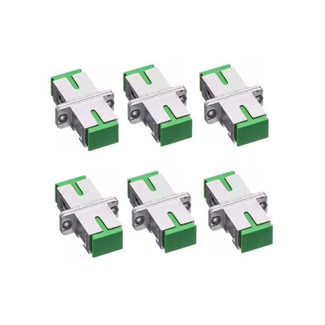 Sc Apc Flange Single Mode Single Core Metal Adapter 6pcs