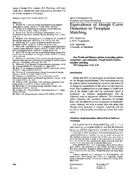 Pdf Equivalence Of Hough Curve Detection To Template Matching Ashok