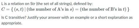Solved Lis A Relation On Str The Set Of All Strings