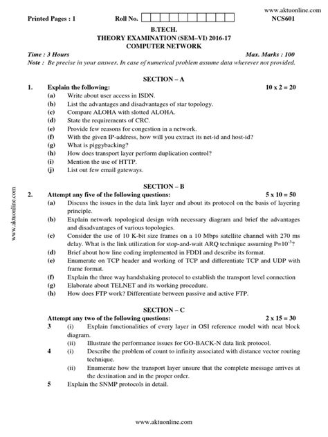 Computer Network Ncs 601 2017 Pdf Transmission Control Protocol