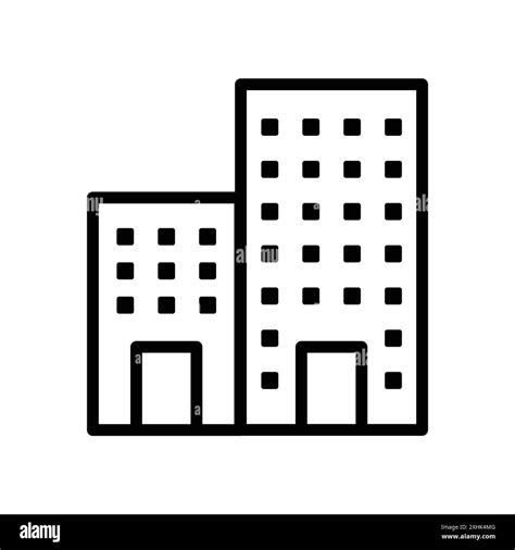 Building Icon Black Line Art Vector In Black And White Outline Set Collection Sign Stock Vector