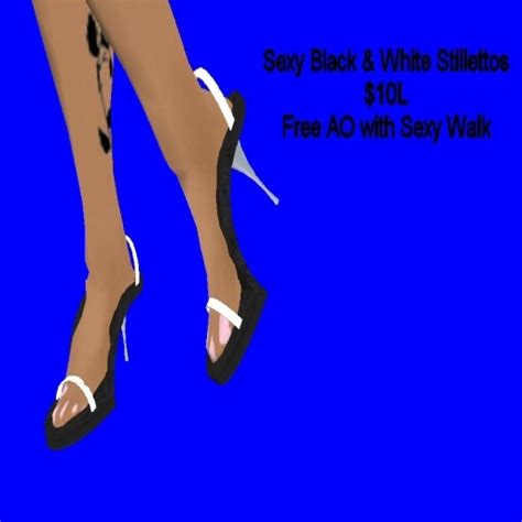 Second Life Marketplace Sexy Black And White Stillettos W Sexy Walk Ao
