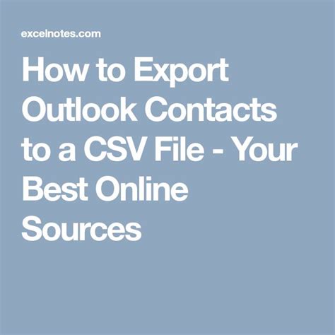 How To Export Outlook Contacts To A Csv File Your Best Online Sources Outlook Filing