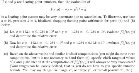 Solved If X And Y Are Floating Point Numbers Then The Chegg Com