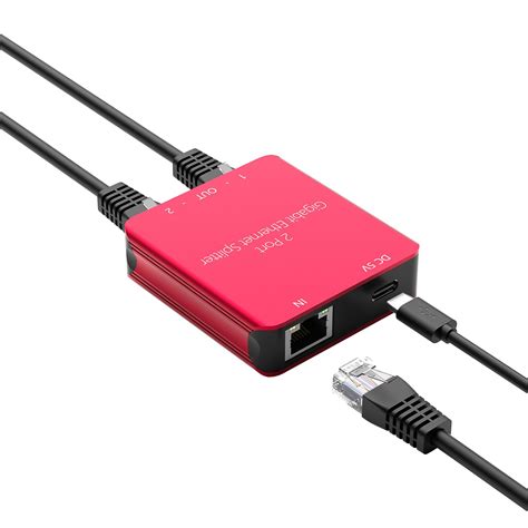 Dingsun 2 Port Gigabit Ethernet Splitter 2 Devices Simultaneously Networking 1 In 2 Out Rj45