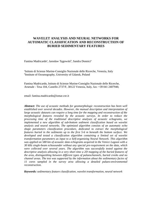 pdf wavelet analysis and neural networks for automatic classification