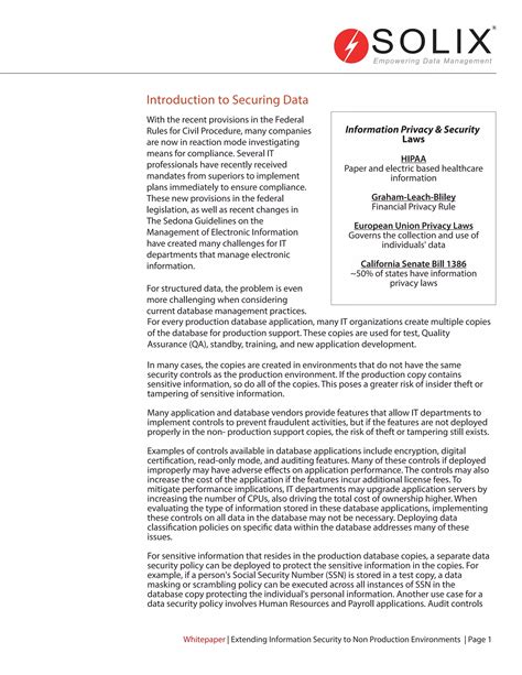 Extending Information Security To Non Production Environments Pdf