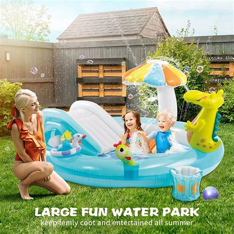 악어 슬라이드 분수 풍선 수영장 어린이용 패들링 풀 아기 바다 볼 풀 슬라이드 풀 장난감 워터 파크 장난감 선물 Aliexpress