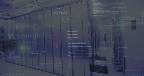 Digital Code Projection Overlaying Advanced Server Room