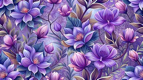 Floral Pattern Elegance In Purple Hues Background Floral Pattern