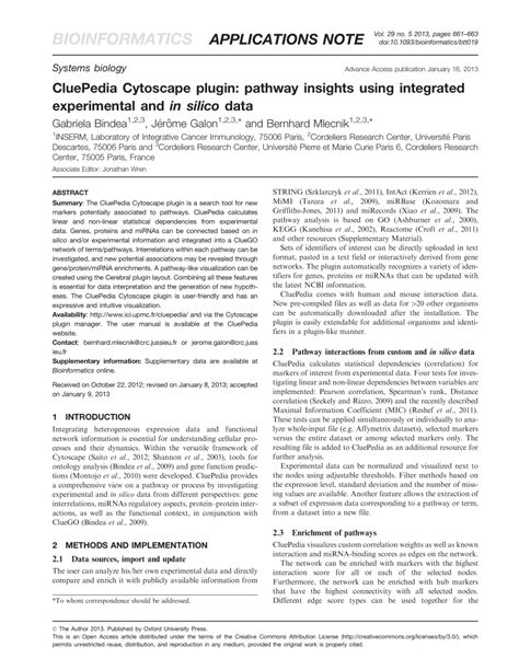 Pdf Cluepedia Cytoscape Plugin Pathway Insights Using Integrated