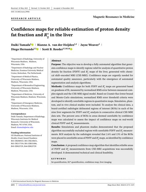 Confidence Maps For Reliable Estimation Of Proton Density Fat Fraction And R2 In The Liver