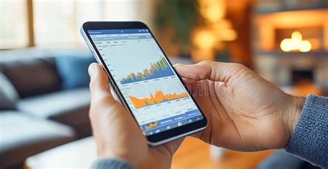 Monitoring Financial Transactions On A Mobile Banking App At Home Generative Ai Stock Image