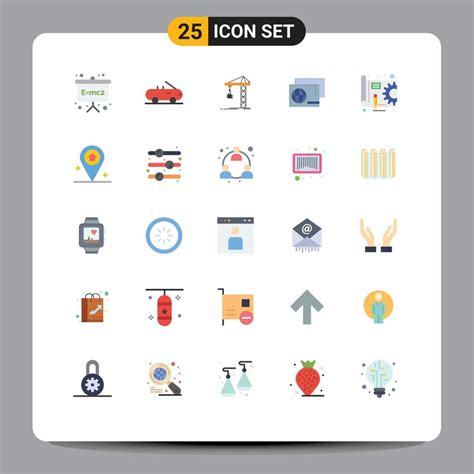 Universal Icon Symbols Group Of 25 Modern Flat Colors Of Pen Blue Print Construction Shopping