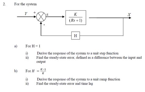 solved 2 for the system a for h 1 i derive the response of