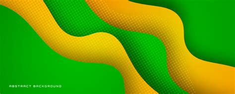 3d Green Yellow Geometric Abstract Background Overlap Layer On Bright