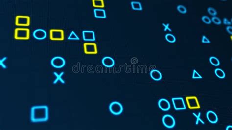 Blue Glowing Shapes Matrix On A Grid Bokeh Effect Horizontal Composition Stock Video Video